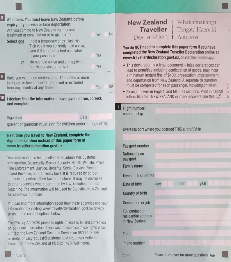A Guide to the NZ Traveller Declaration (Passenger Arrival Card)